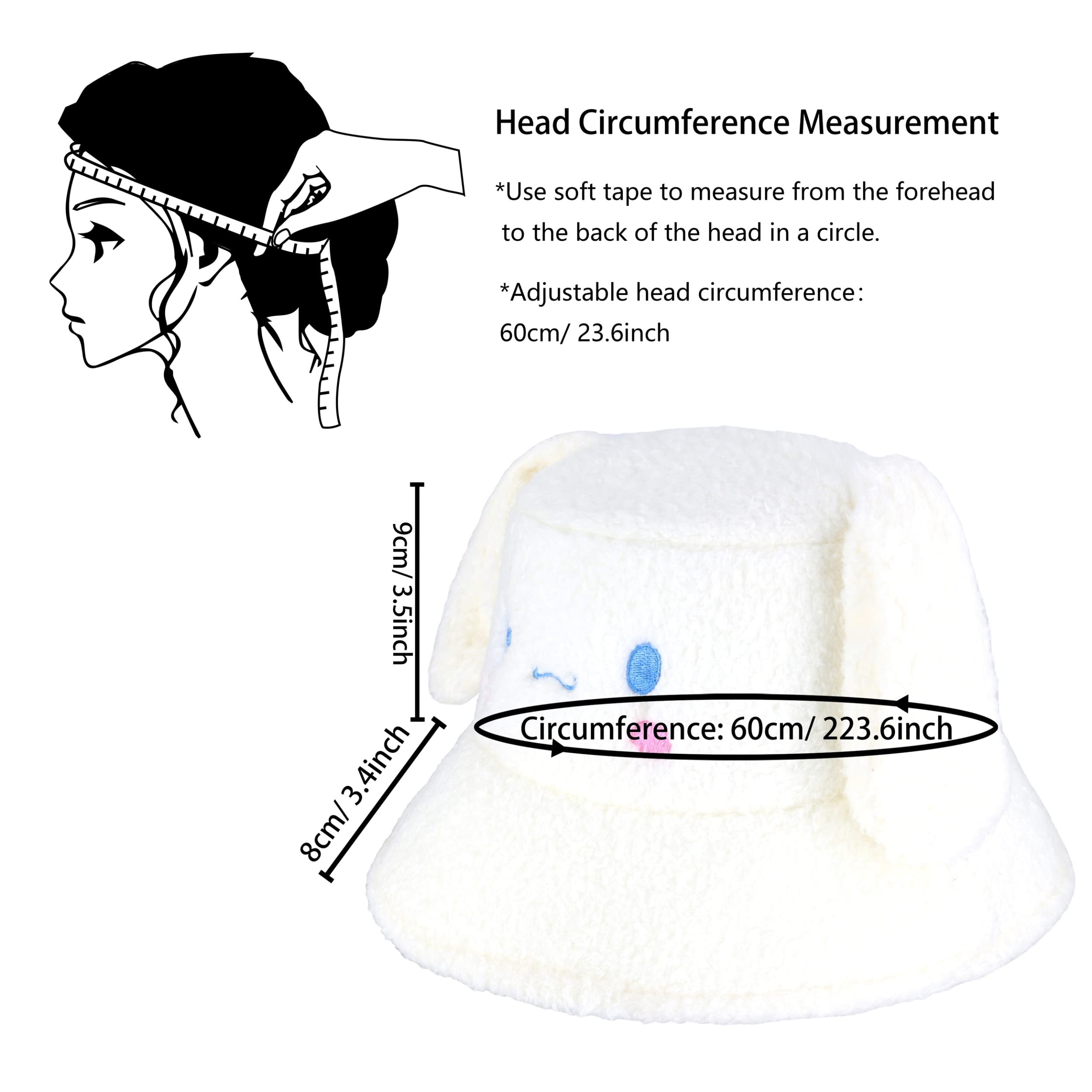 Roffatide Anime Cinnamoroll Bucket Hat for Boys Girls Cotton Embroidery Foldable Sun Hat Fishing Beach Hat