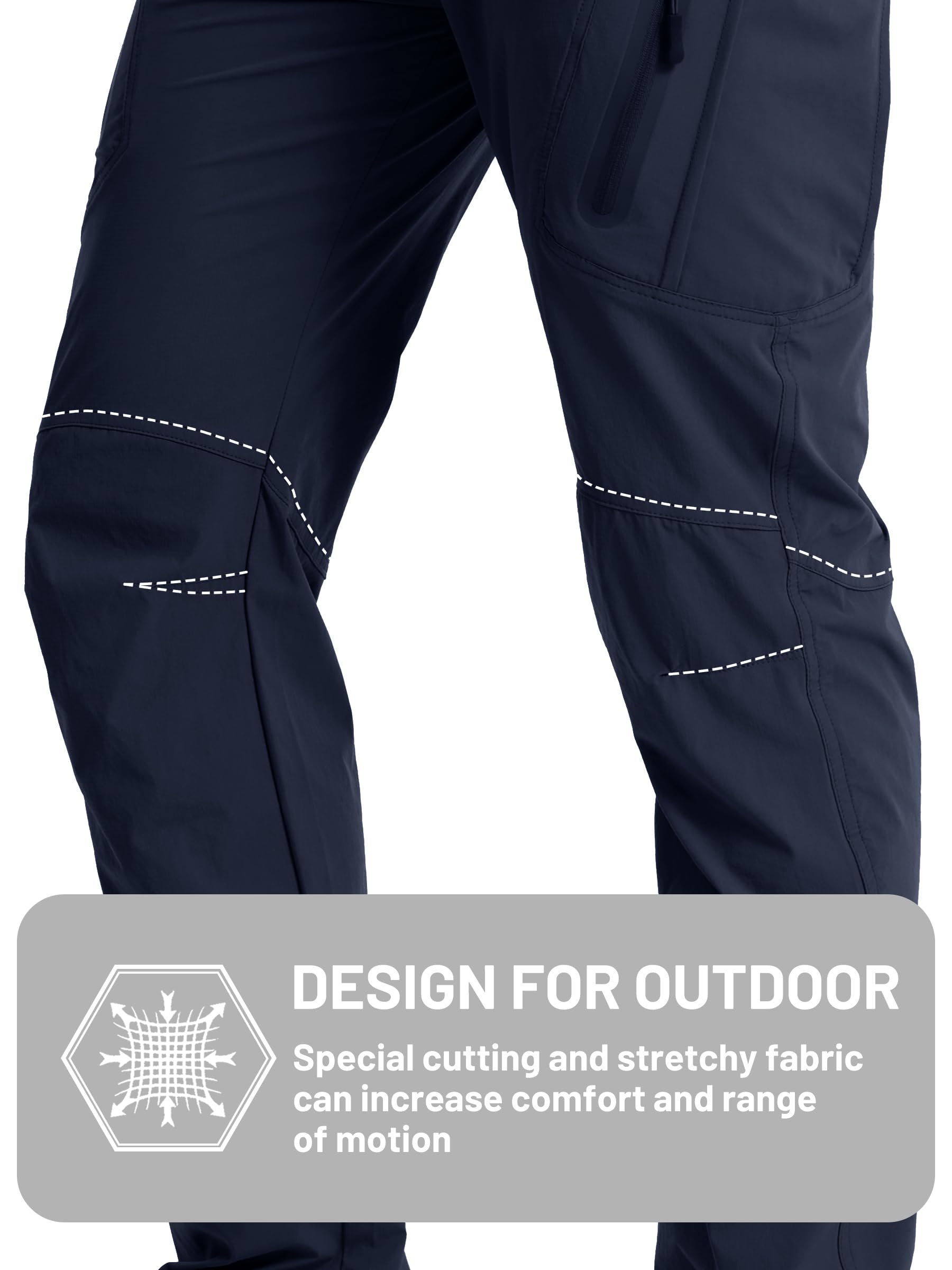 TACVASEN Men's Tactical Stretch Pants Quick-Dry Fishing Travel Hiking Pants Navy, 40