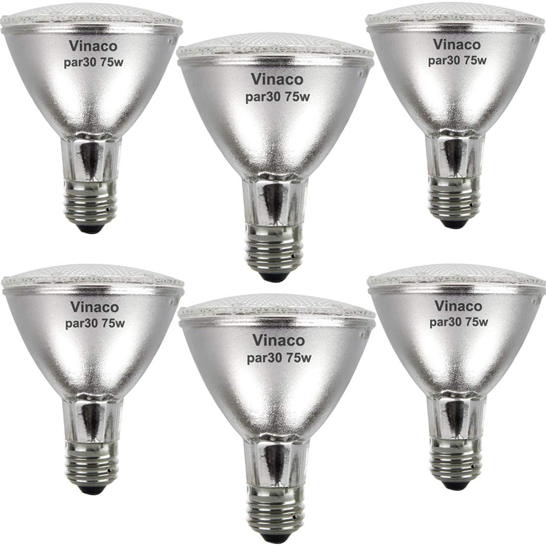 Vinaco PAR30 Flood Light 75W, 6 Pack High Brightness 1000LM PAR30 Halogen Long Neck Dimmable,PAR30L Flood 75 Watt 3000K Warm White, Long Lasting PAR30 75W 120V Flood Long Neck with E26 Base