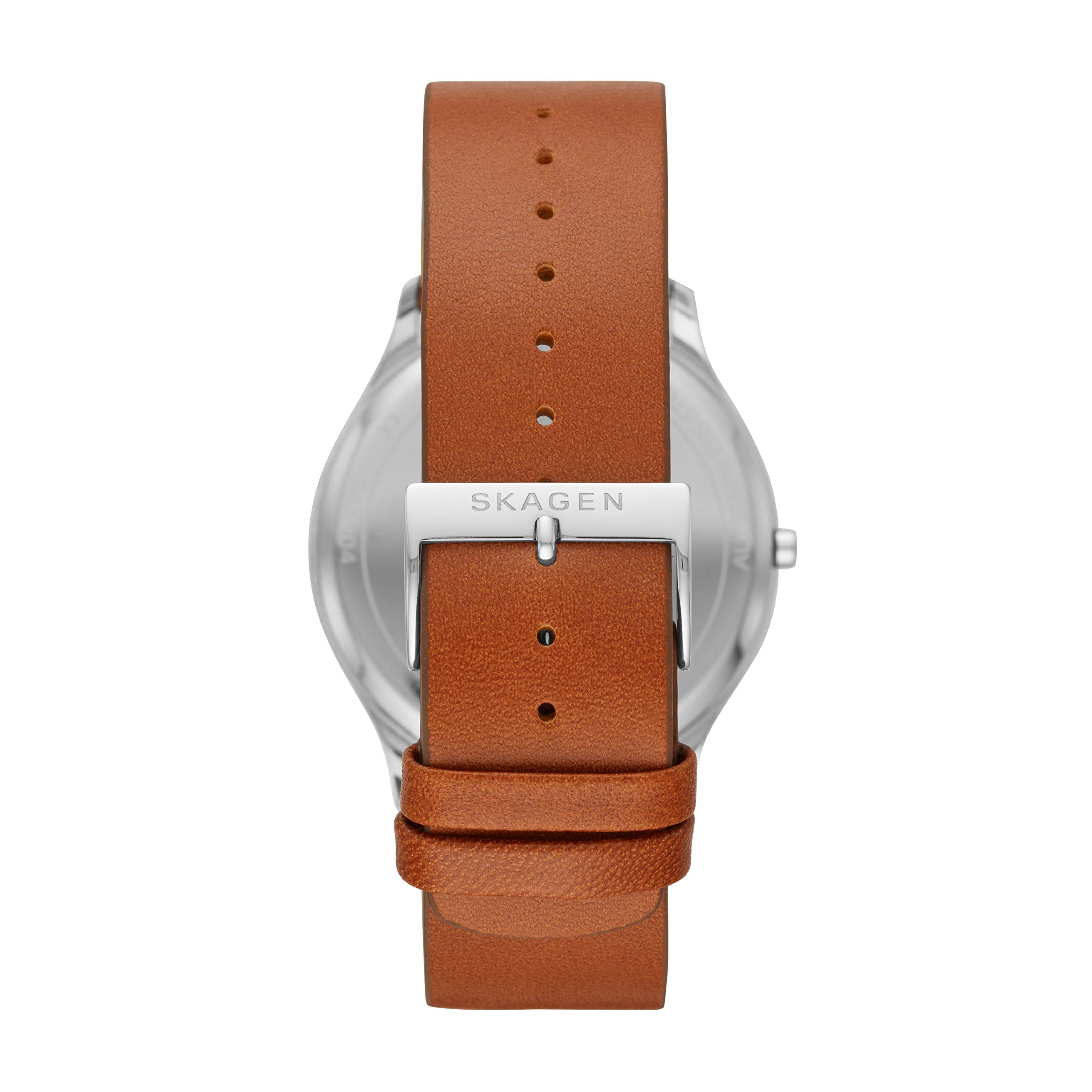Skagen Men's Jorn Quartz Three-Hand Silver Stainless Steel and Brown Leather Band Watch (Model: SKW6546)