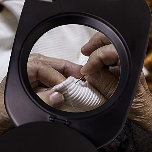 UMPOOL Magnifying Floor Lamp 5X & Bright LED Floor Lamp Hand Free with Adjustable Gooseneck,2-in-1 Magnifier Daylight Work Light for Reading, Repair, Crafts, Sewing etc. (Black)