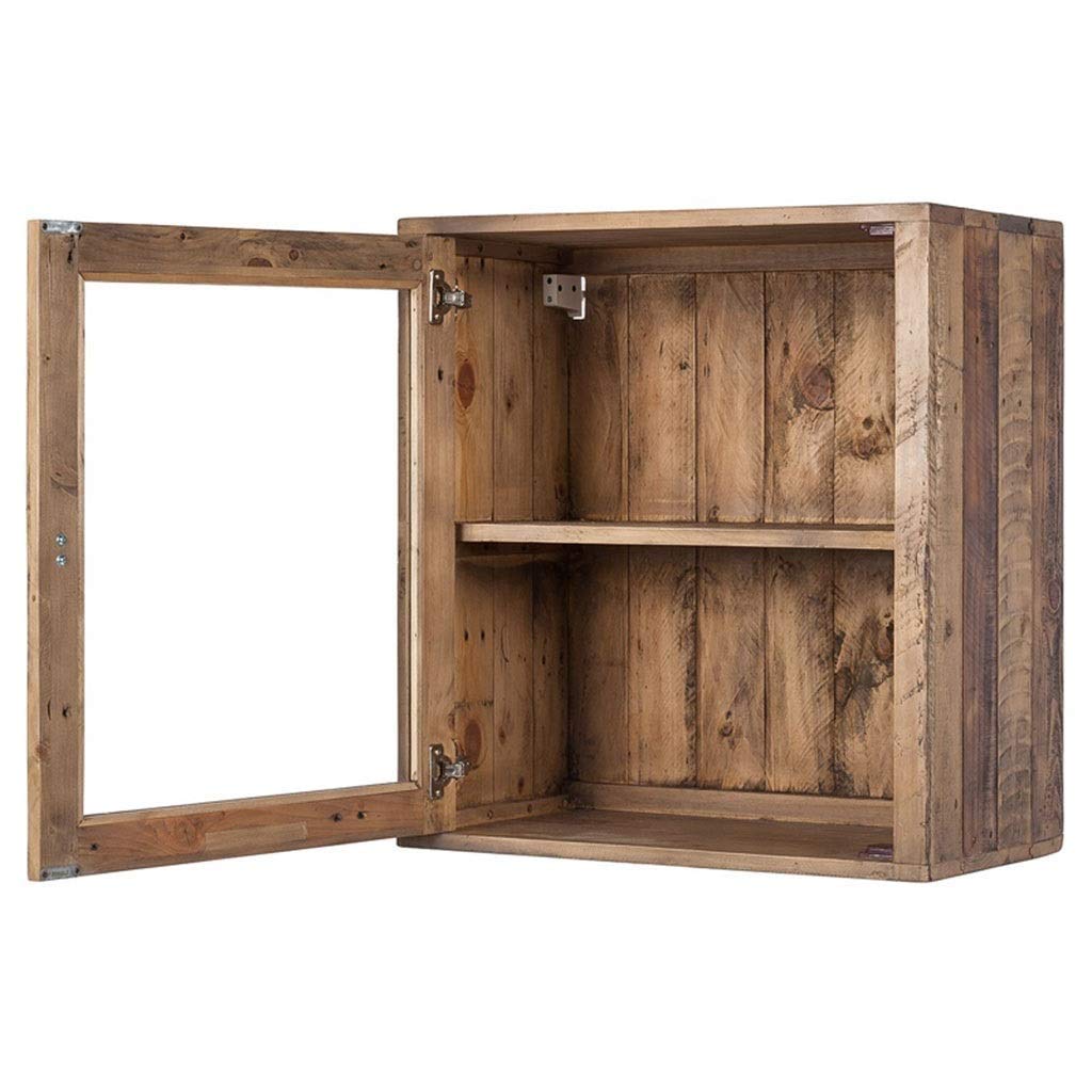 RANRANJJ Rustic Wood and Metal Wall Mounted Double Door Storage Cabinet