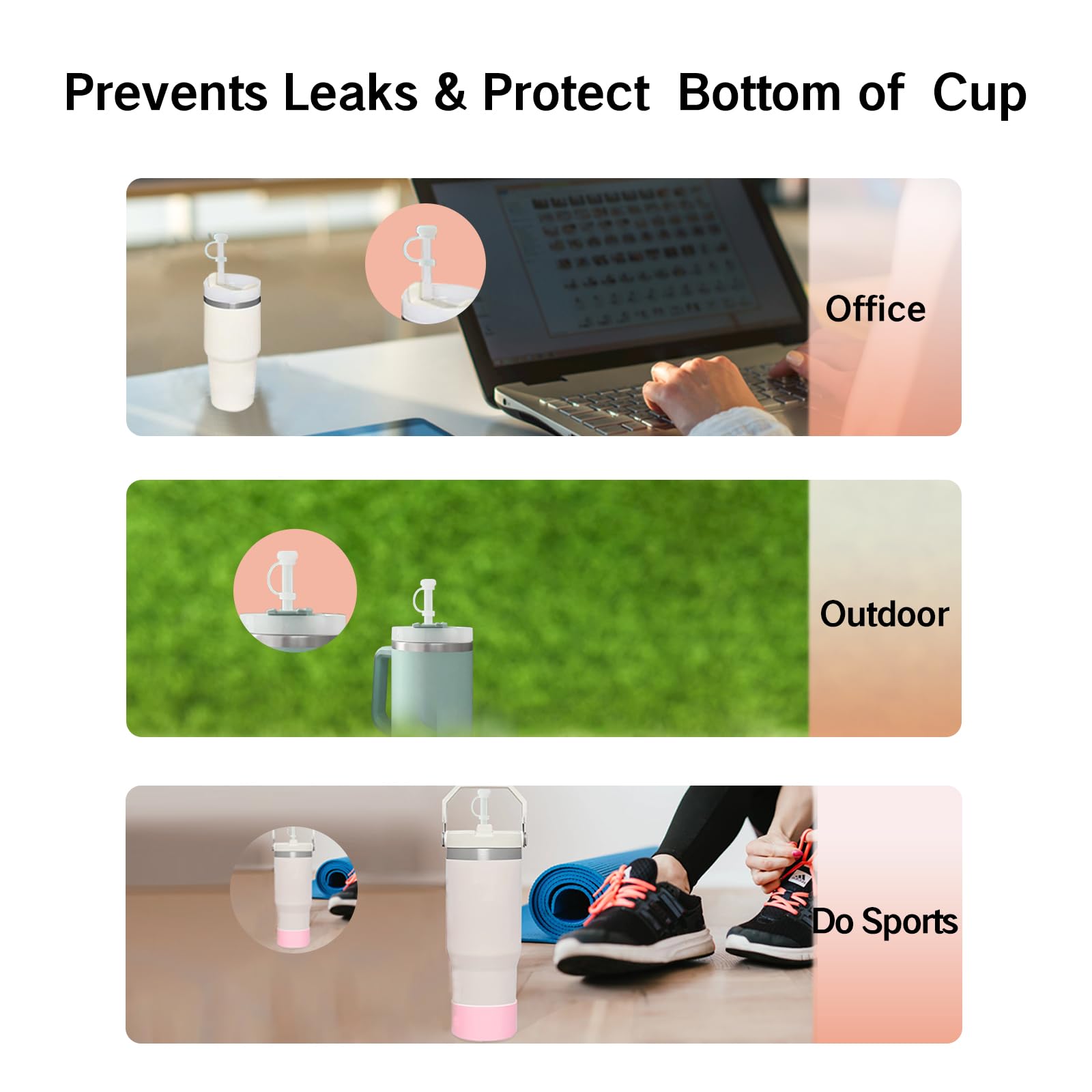UMUST 8Pcs for Stanley Cup Accessories, Silicone Spill Proof Stopper,Straw Cover,Cup Bottom Bumper for Stanley Tumbler Accessory,Silicone Boot Sleeve for Stanley Cup1.0 40 30 oz (Clear *8)