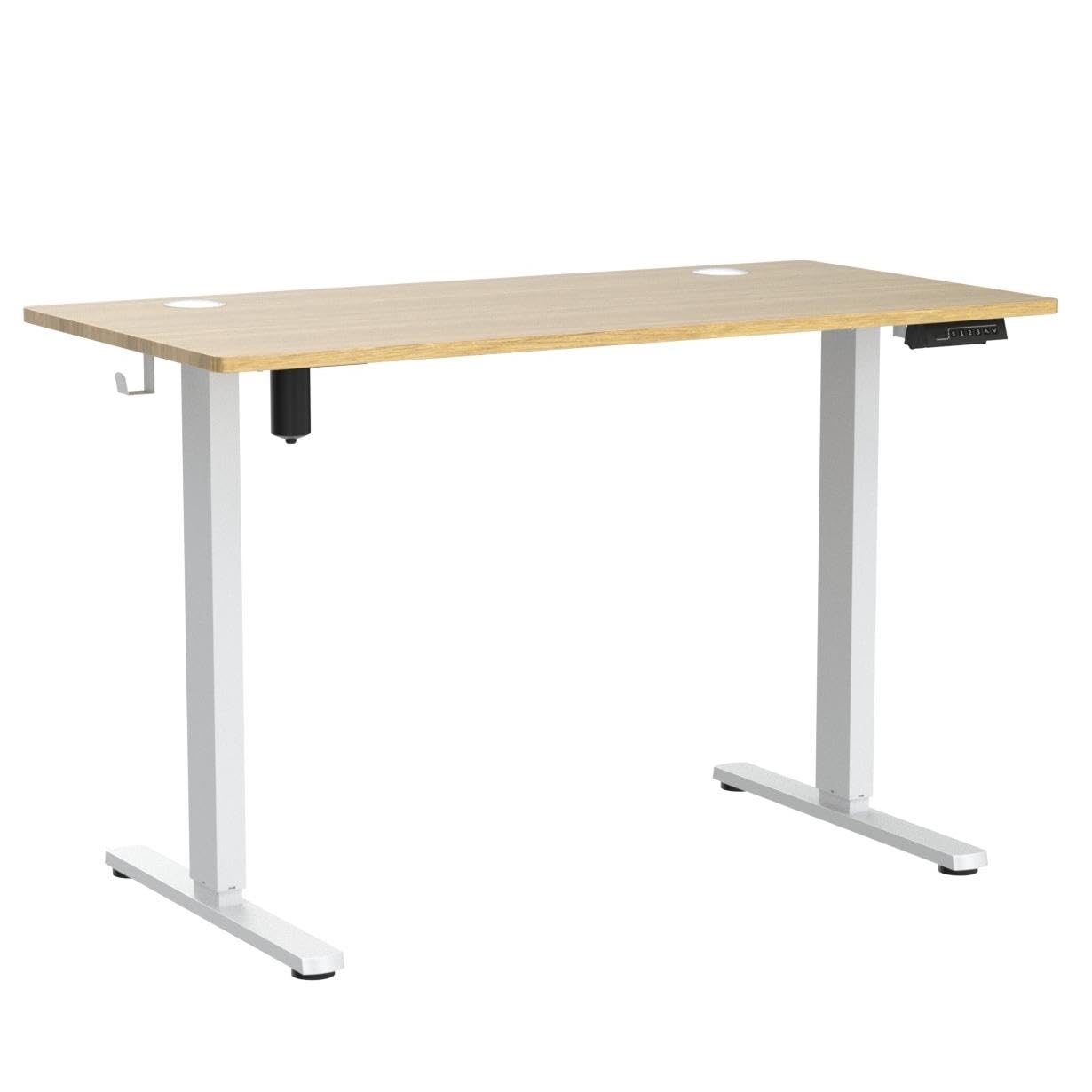 Standing Desk with Keyboard Tray, 48 x 24in Electric Height Adjustable Table with Splice Board, Ergonomic Rising Computer Workstation for Home Office Study with Memory Controller/Headphone Hook, Black