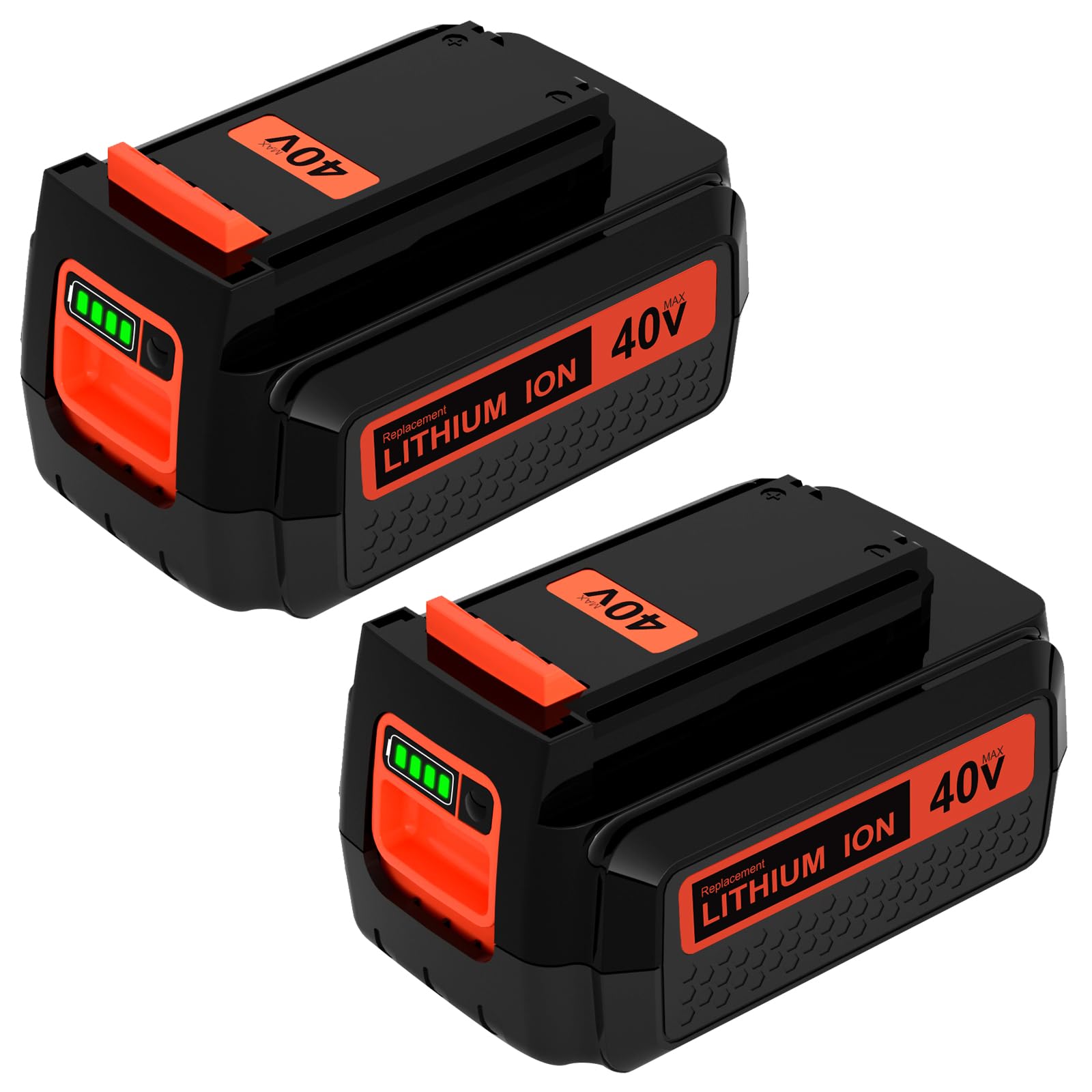 TOPBATT 2-Pack 3000mAh 40 Volt Max Battery Replacement for Black and Decker 40V Lithium Battery LBX1540 LBX2040 LBX2540
