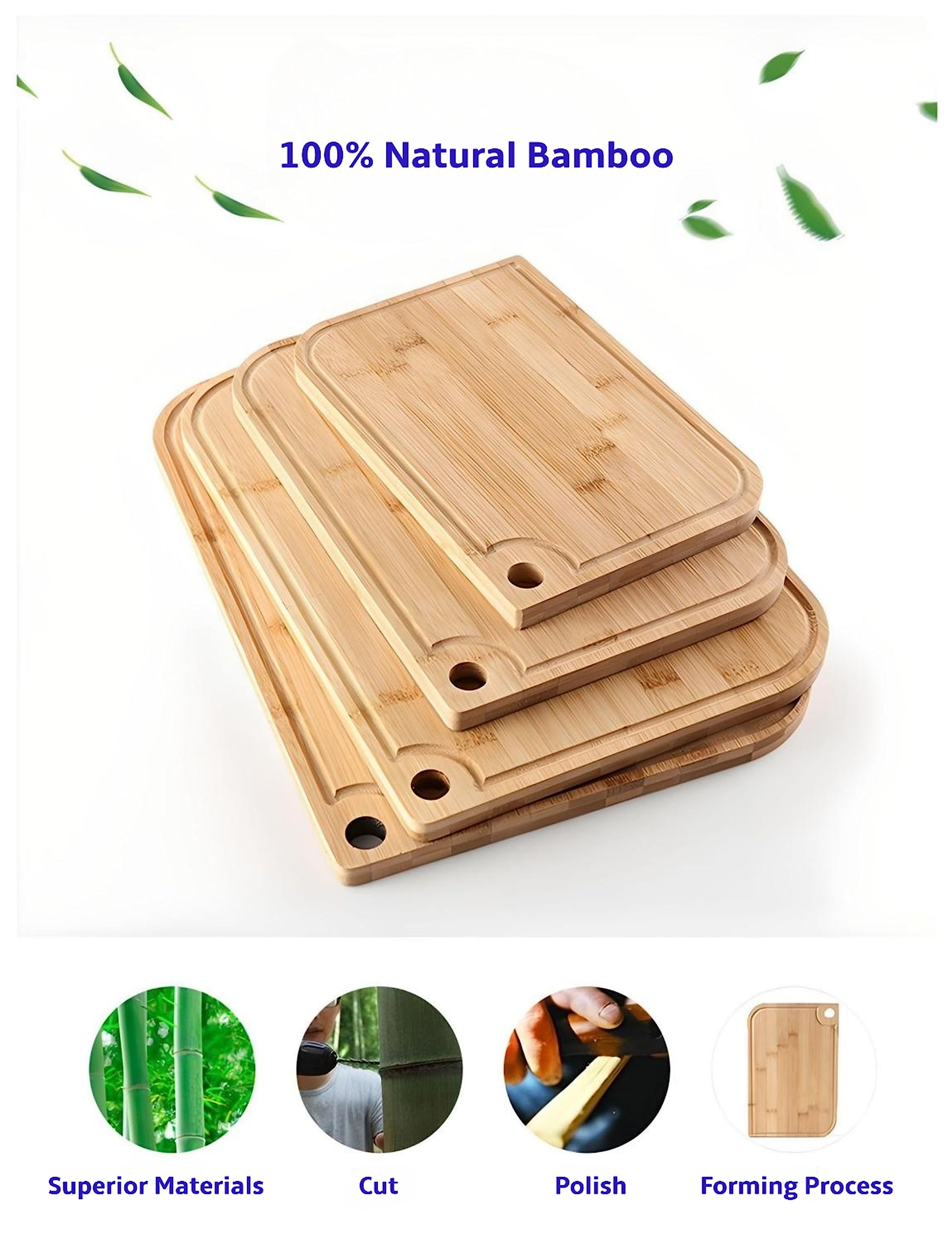 Reversible Bamboo Cutting Board with Deep Juice Groove,bamboo Cutting Boards for Kitchen,breakfast board.Cutting Boards for meat.15''x10.6'' large cutting board.outdoor board