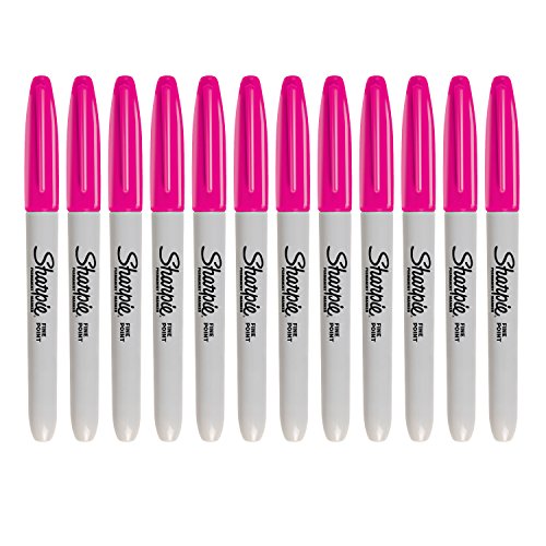 Sharpie Permanent Marker, Fine Point, Magenta, 12 Count (32081)