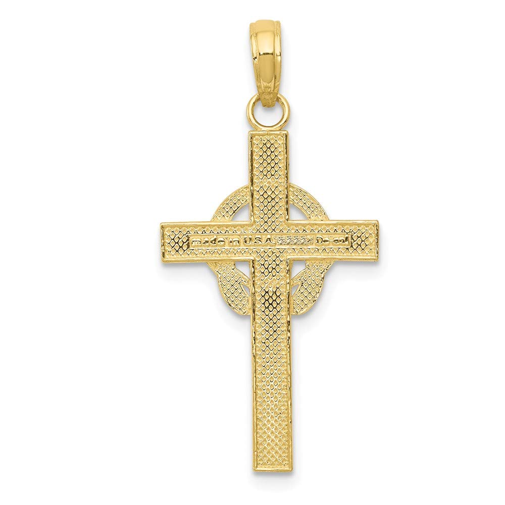 Solid 10k Yellow Gold Celtic Irish Claddagh Cross Pendant Charm