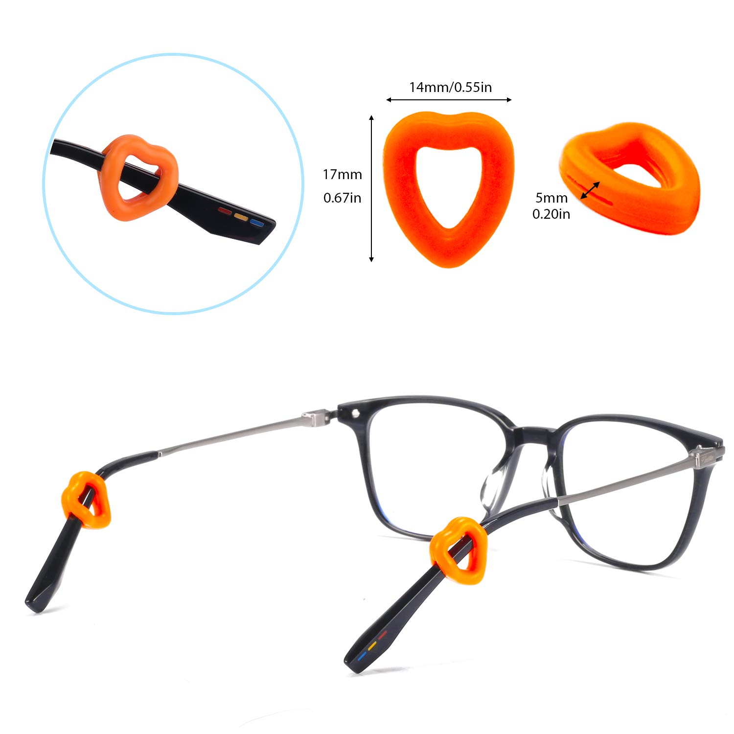 SMARTTOP Eyeglass Ear Grips glasses retainer anti-slip ear holder silicone soft glasses ear hooks for Spectacle Sunglass Reading glasses temple tips sleeve (12pairs)