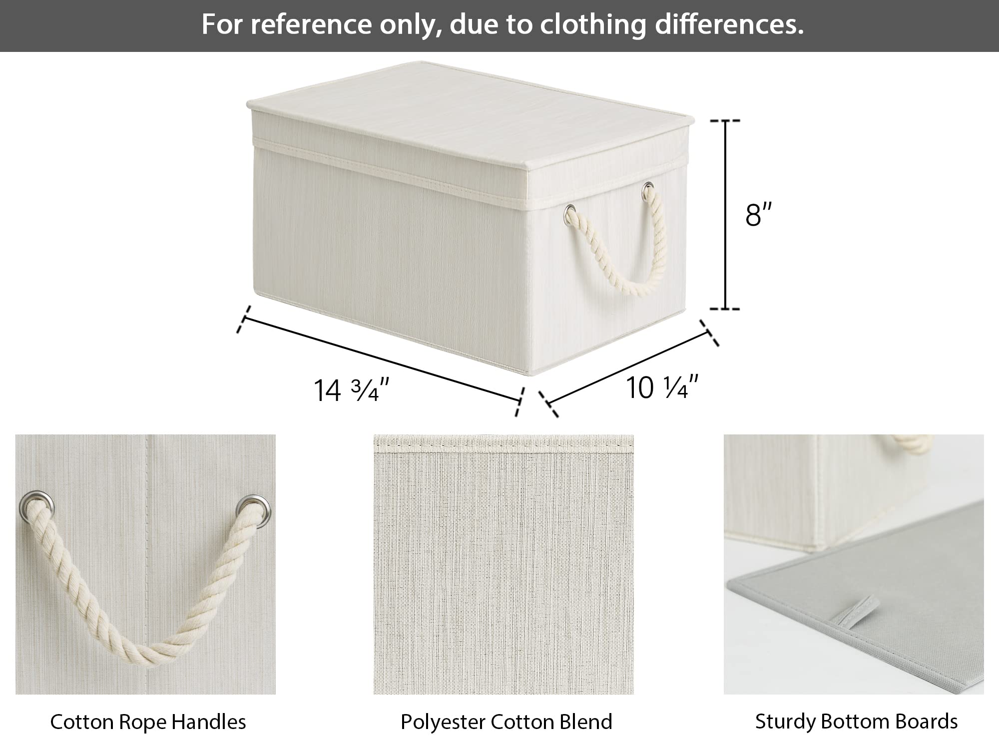 StorageWorks 45L Extra Large Fabric Storage Bins with Decorative Storage Boxes with Lids and Soft Rope Handles