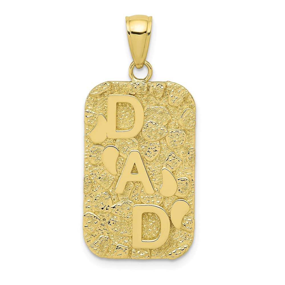 Solid 10k Yellow Gold Dad Nugget Dog Tag Pendant Charm