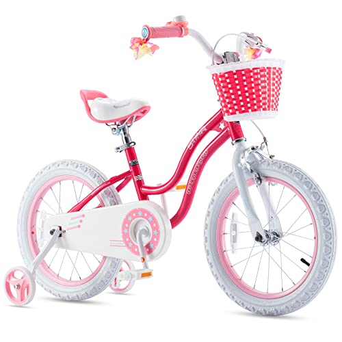 Royalbaby Stargirl Kids Girls Bike Bicycle with Basket Training Wheels Kickstand 16 Inch Pink