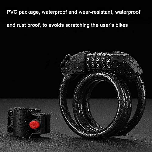 ZMYDZ Bicycle Lock Bicycle Five Digit Code Lock Thick Steel Cable Aluminum Alloy Waterproof Antirust Mountain Bike Lock Anti Theft Chains Lock Bike Lock