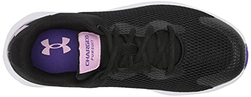Under Armour Womens Grade School Charged Pursuit 2 Bl Running Shoe, Black/White, 5 Big Kid US