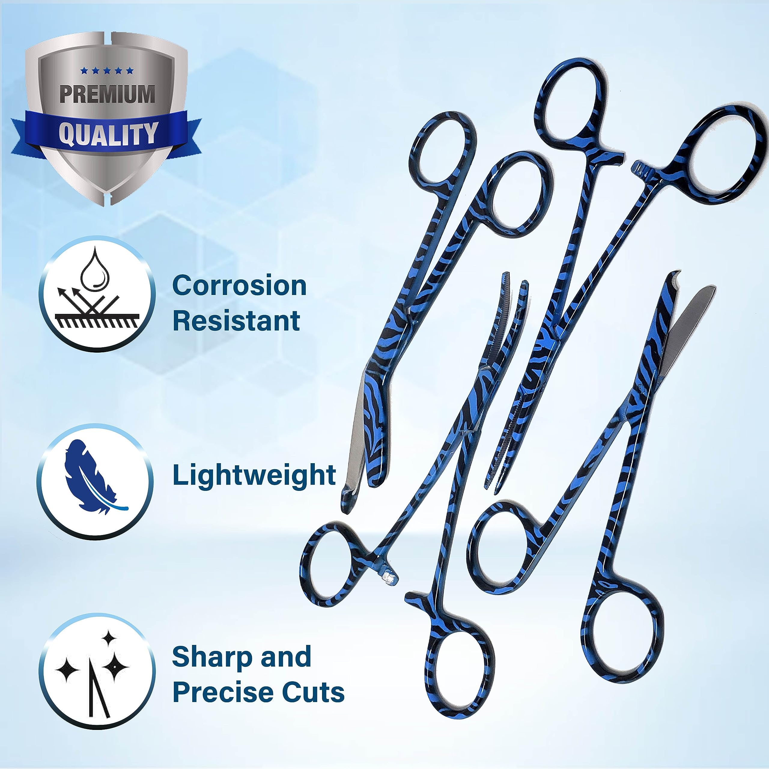 Set of 4 Bandage Scissors 5.5", Stitch Scissors 4.5" and Hemostat 5.5" Straight Made of Premium Quality Stainless Steel Scissors