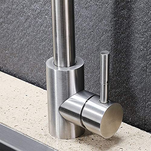 VAPSINT 360 Degree Swivel Modern Brushed Nickel Single Handle Bar Faucet, Small Rv Prep Bar Sink Faucet Bar Faucet for Kitchen Sink Single Hole with Hot & Cold Water Supply Hoses