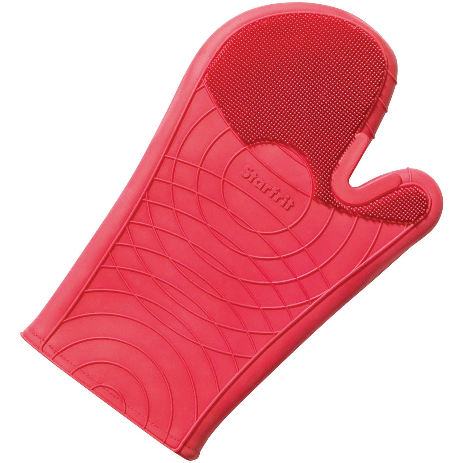 Starfrit Silicone Oven Mitt with Cleaning Bristles | Waterproof & Heat Resistant to 662 Degrees F | Features Fruit & Vegetable Bristles (2 Pack)