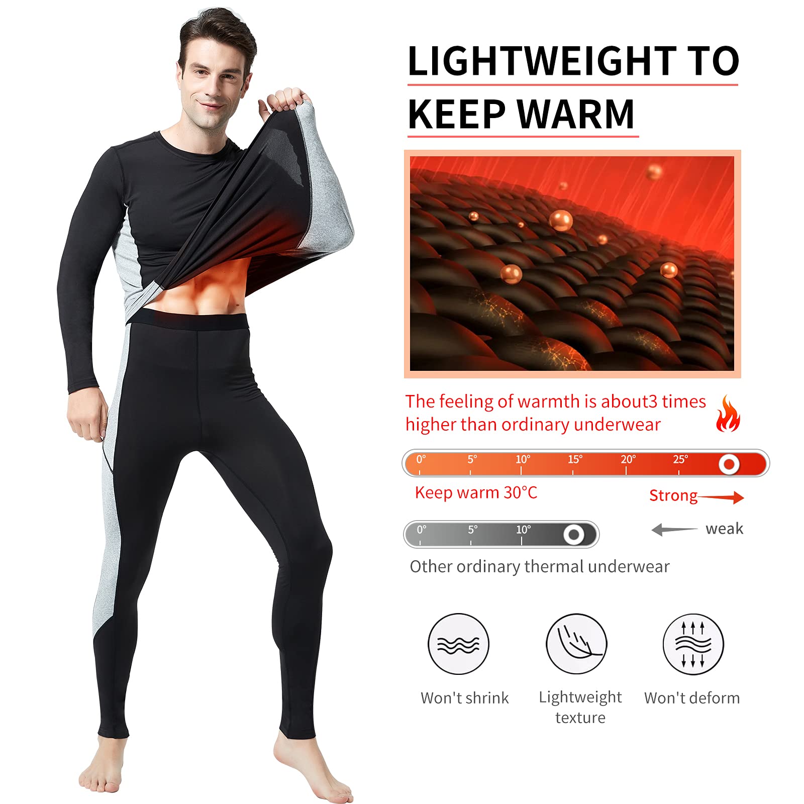 visionreast Men's Ultra Soft Thermal Underwear Set Warm Base Layers Long Johns Set Skiing Winter