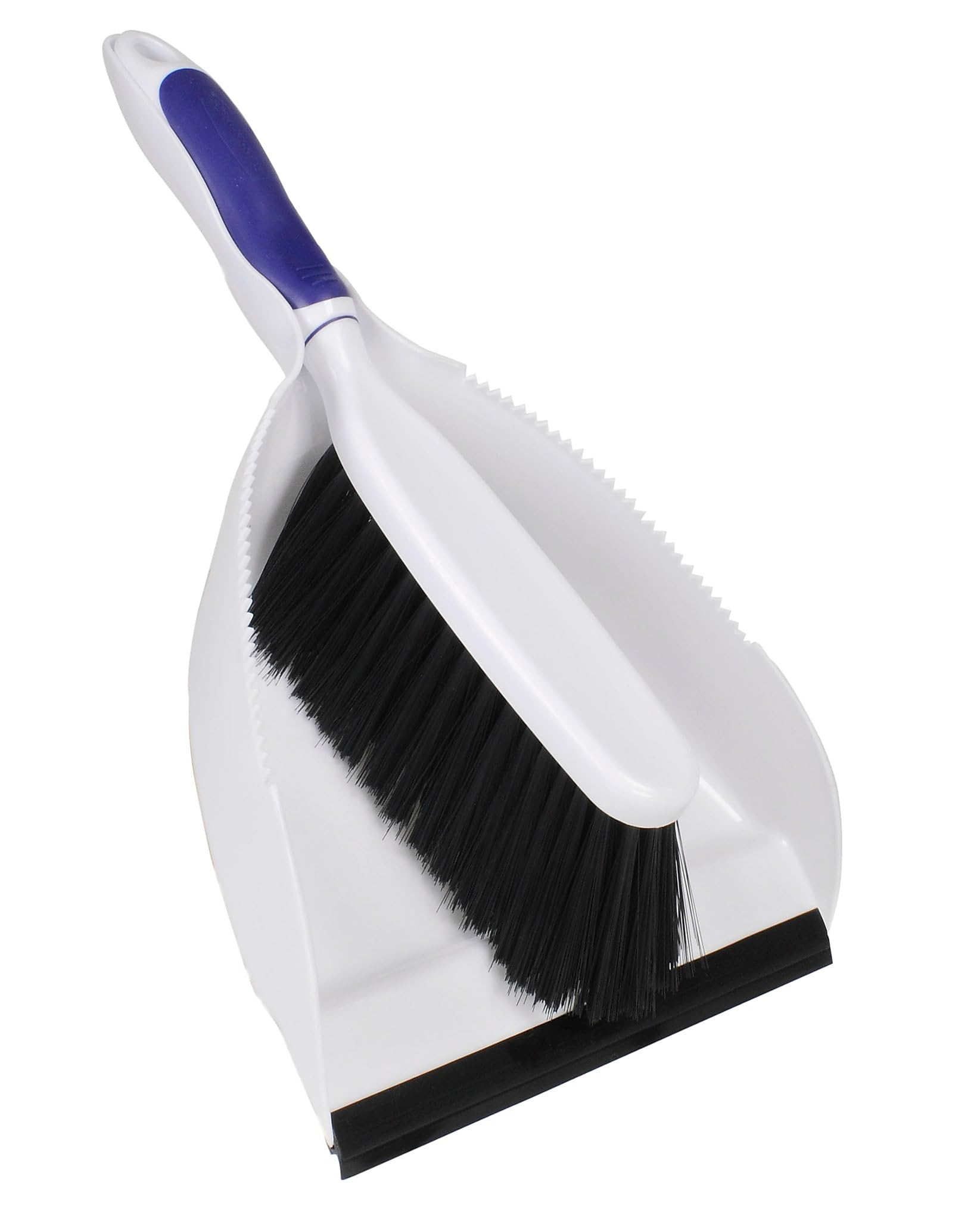 Rubbermaid Commercial Products Dustpan and Brush Set with Comfortable Grip, White/Black, Easy Pickup with Rubber Edge in Home/Garage