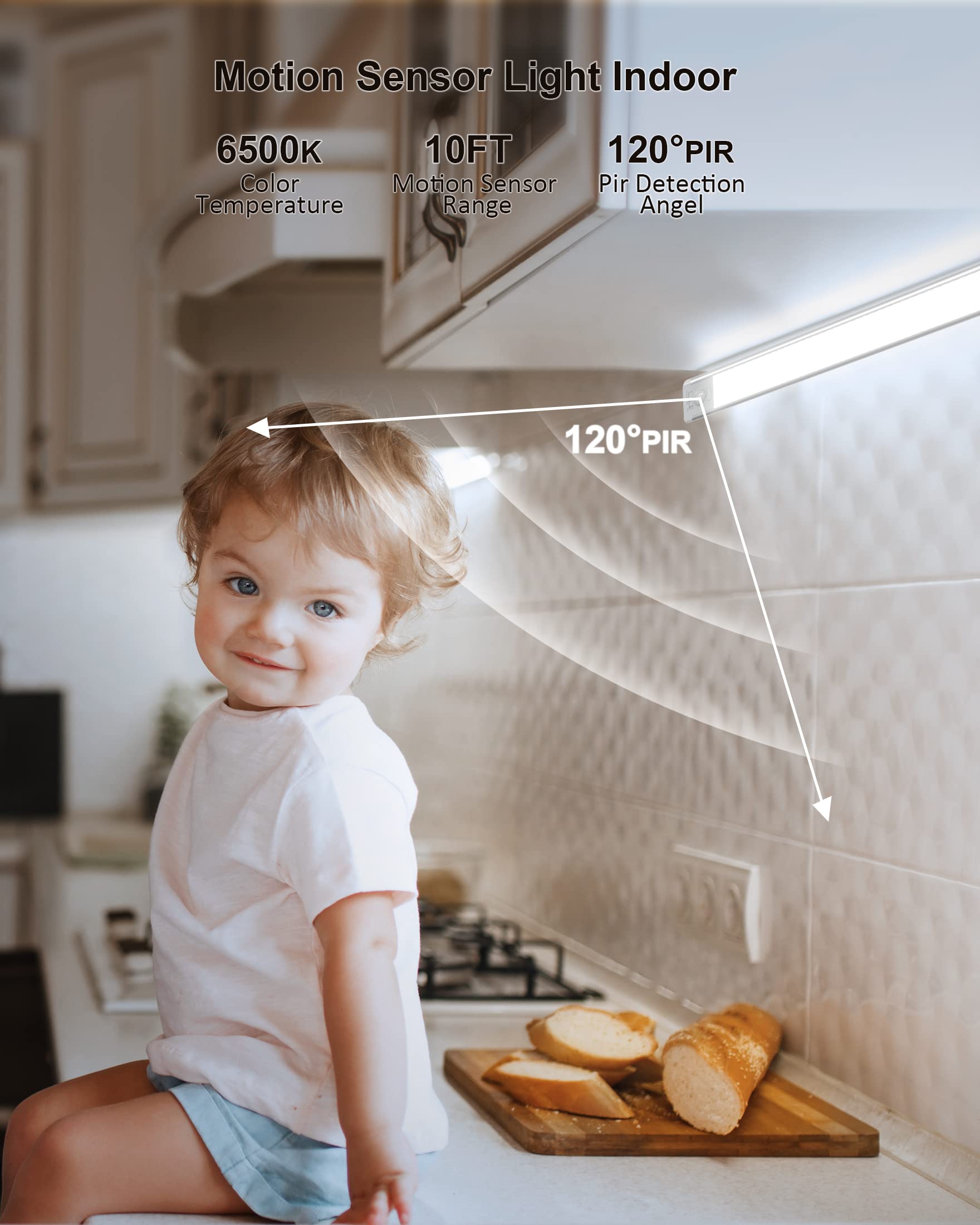 Under Cabinet Lights Motion Sensor : 54-LED Closet Lights 2000mah Magnetic Under Cabinet Lighting Wireless Rechargeable Under Counter Lights for Kitchen Wardrobe Laundry 12.6inch 2pack