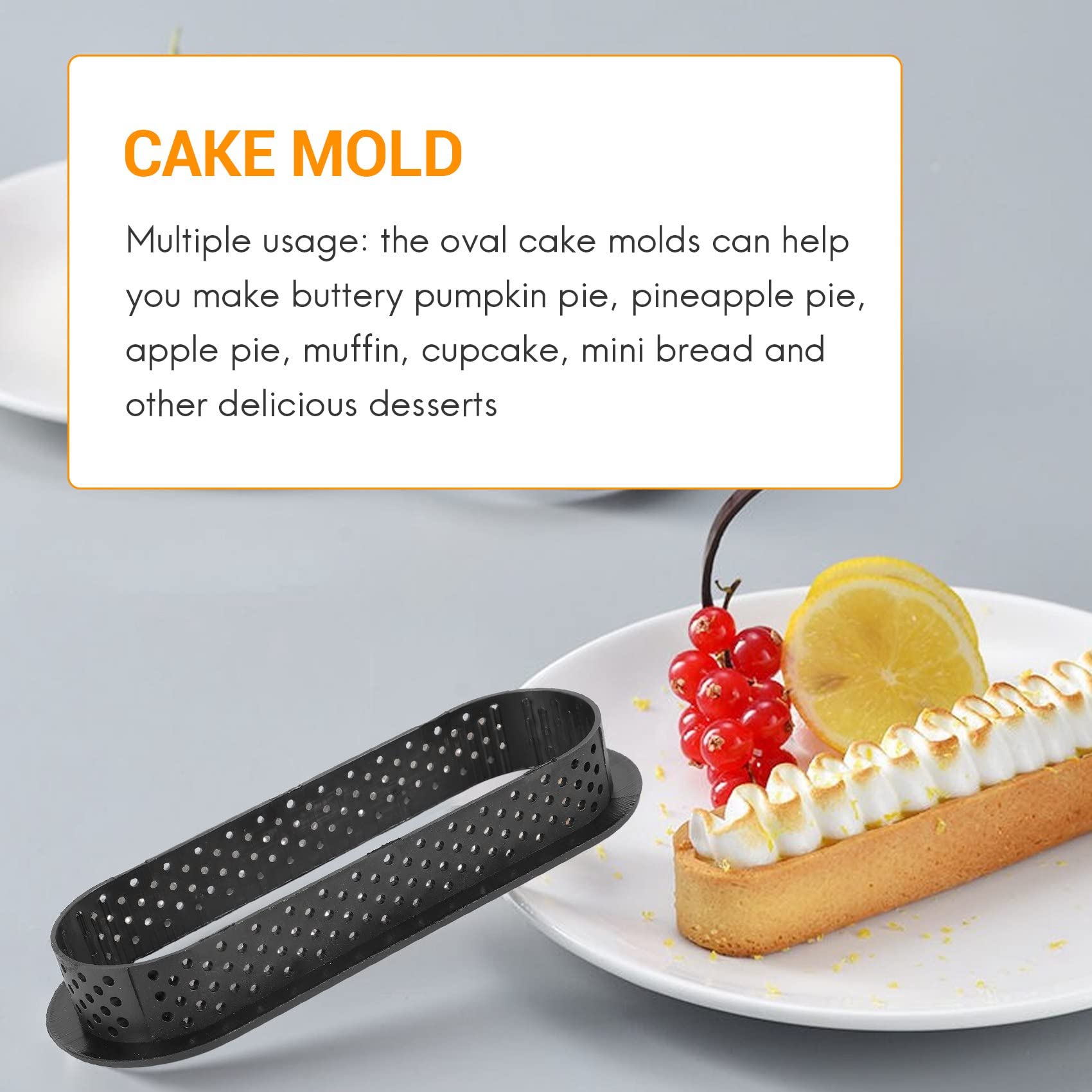 YUPVM 12 Pieces Oval Tart Rings Heat-Resistant Perforated Cake Mousse Non Stick Bakeware Tart Cake Cake Rings