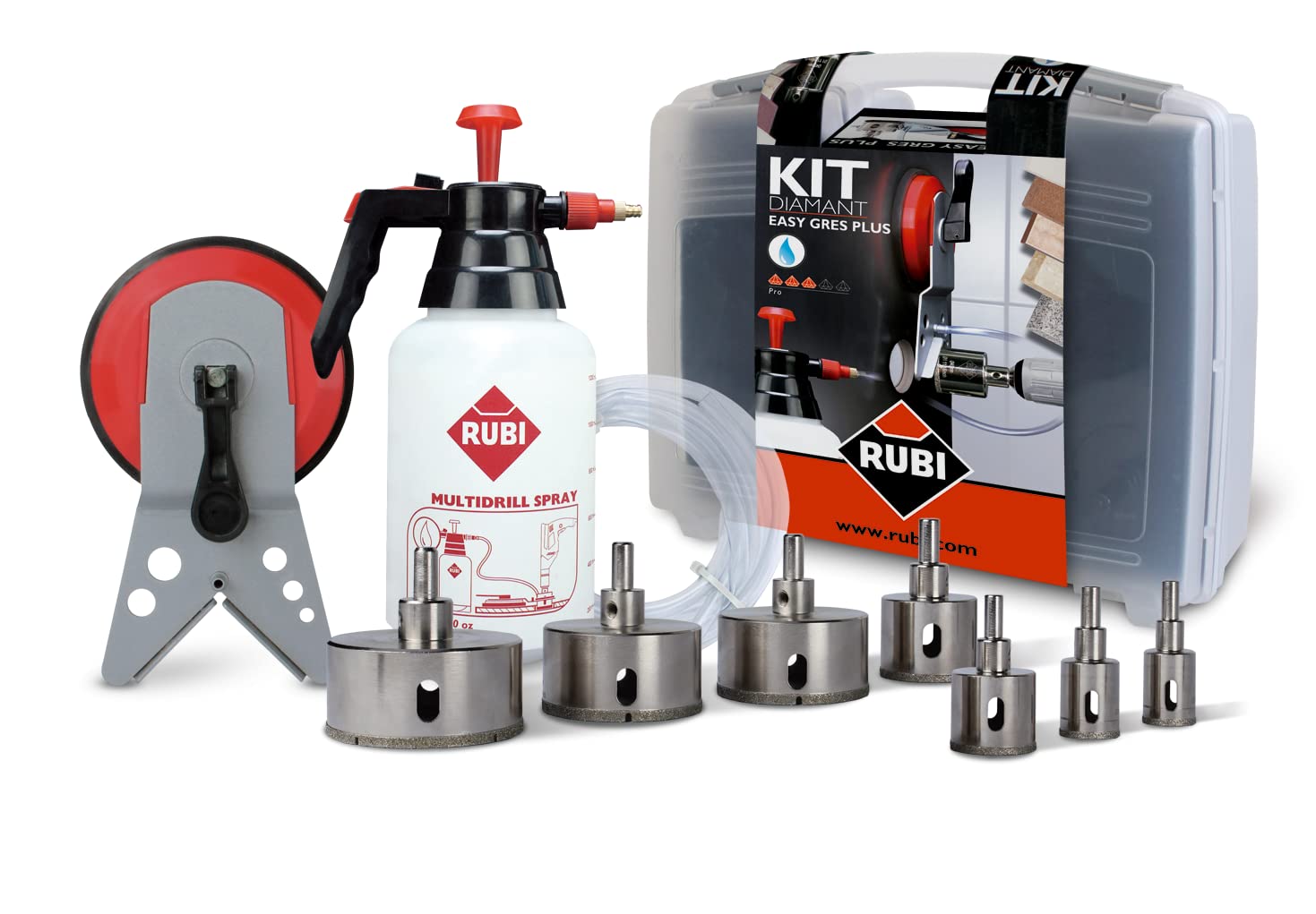 RUBI 50937 Set of 7 Easy Gres Diamond Drill Bits (Wet) and Accessories
