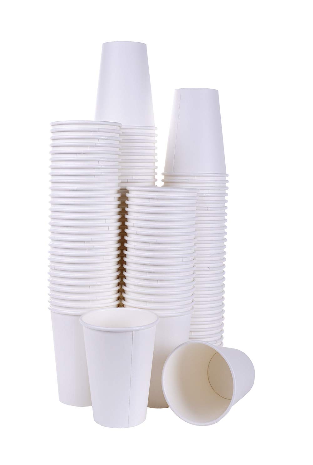 TashiBox 12 oz White Hot Drink 100 Count - Disposable Paper Coffee Cups