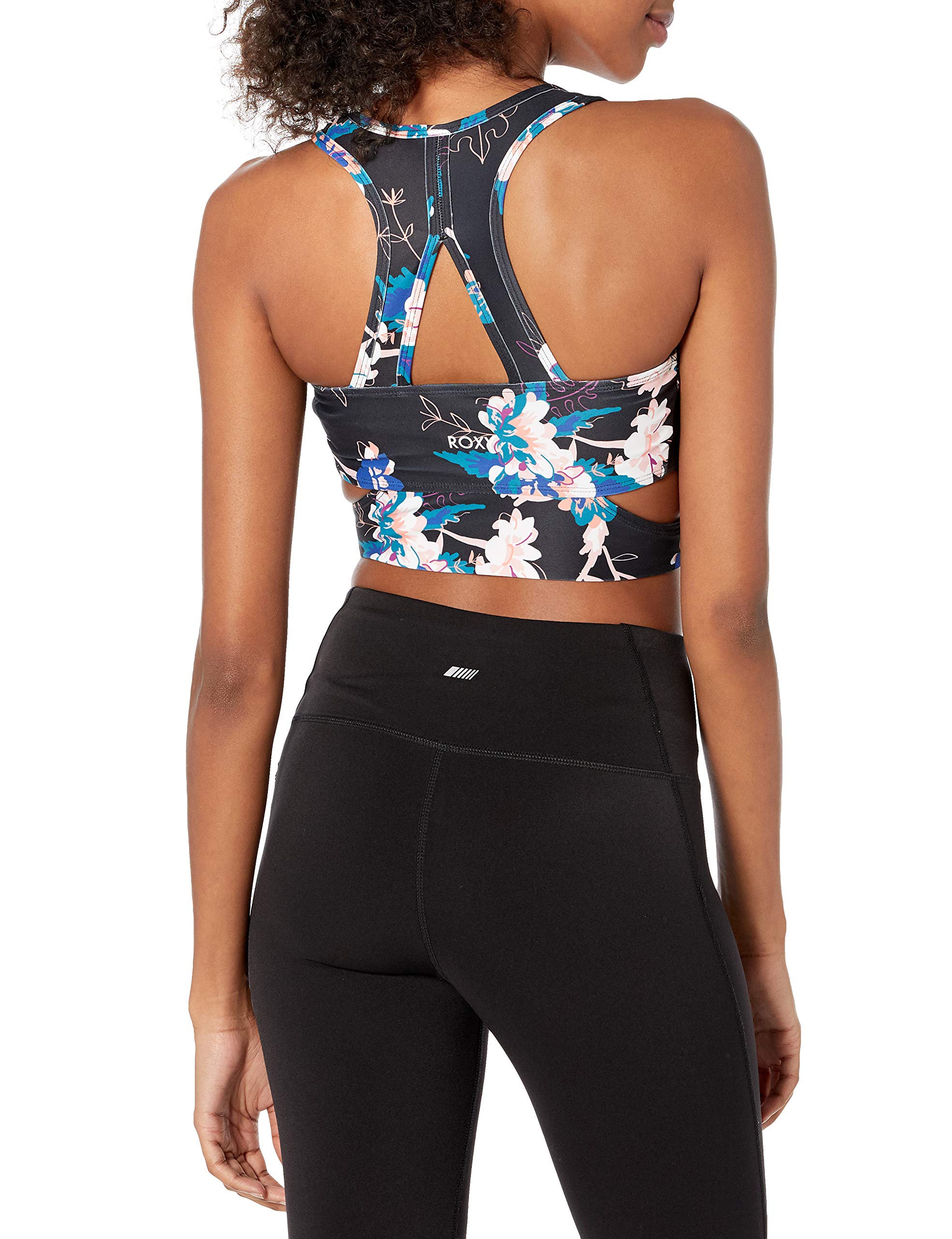 Roxy Women's Where to Start Sports Bra, True Black Vallay, XL