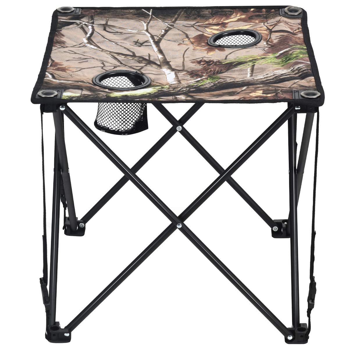 Tangkula Portable Camping Table, Lightweight Folding Camp Table with 2 Cup Holders and Carrying Bag for Outdoor Camping Hiking Picnic Hunting