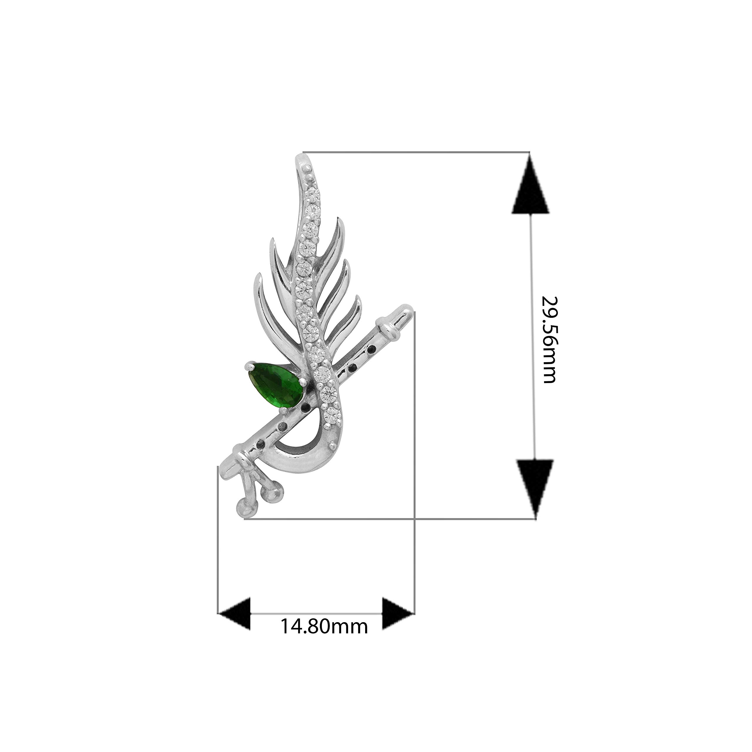 Shine Jewel KRISHNA FLUTE LEAF 925 Sterling Silver Religious Pendant