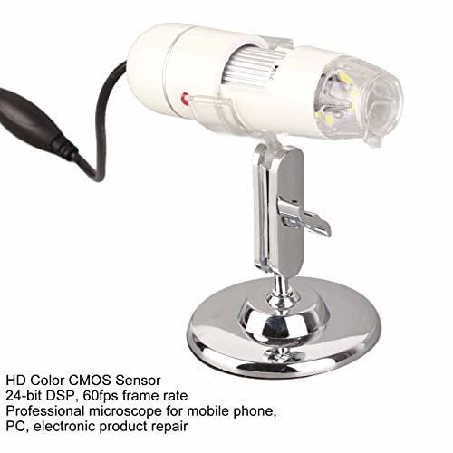 USB Digital Microscope, USB HD Inspection Camera 25x to 400x Magnification with Stand CMOS Sensor TV AV Interface Professional Digital Microscope for Mobile Phone PC (US Plug)
