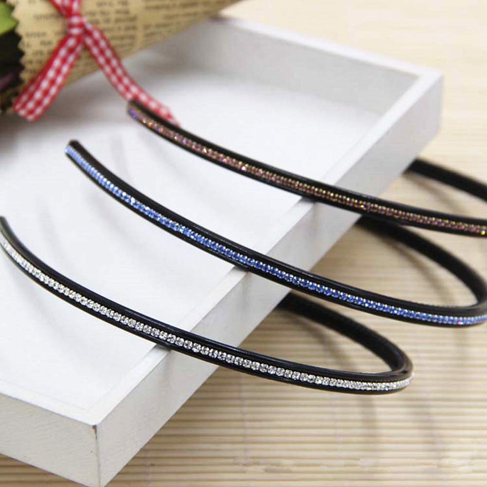 Ruihfas 6Pcs Bling Bling 1 Rows Crystal Rhinestone Headband for Women Girls Thin Hair Hoop Fashion