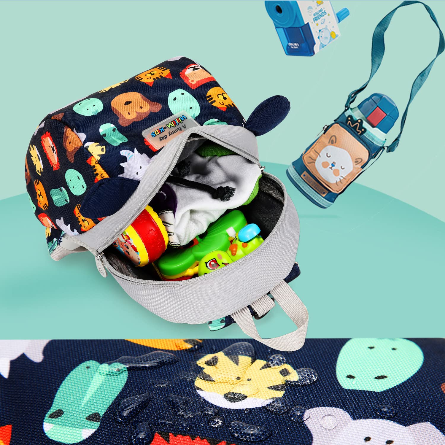 willikiva Dinosaur Toddler Mini Backpack Children Kids Baby Safety Harness Leash Waterproof Boys and Girls(Zoo,Small Age1-2)