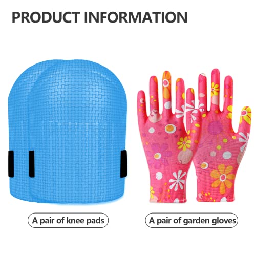 XINGJUHUI Gardening Knee Pads And Garden Gloves, Lightweight EVA Foam Kneeling Pads Suitable for Gardening, Housework, Flooring, And Basically Any Situation That Required To Be On Your Knees.