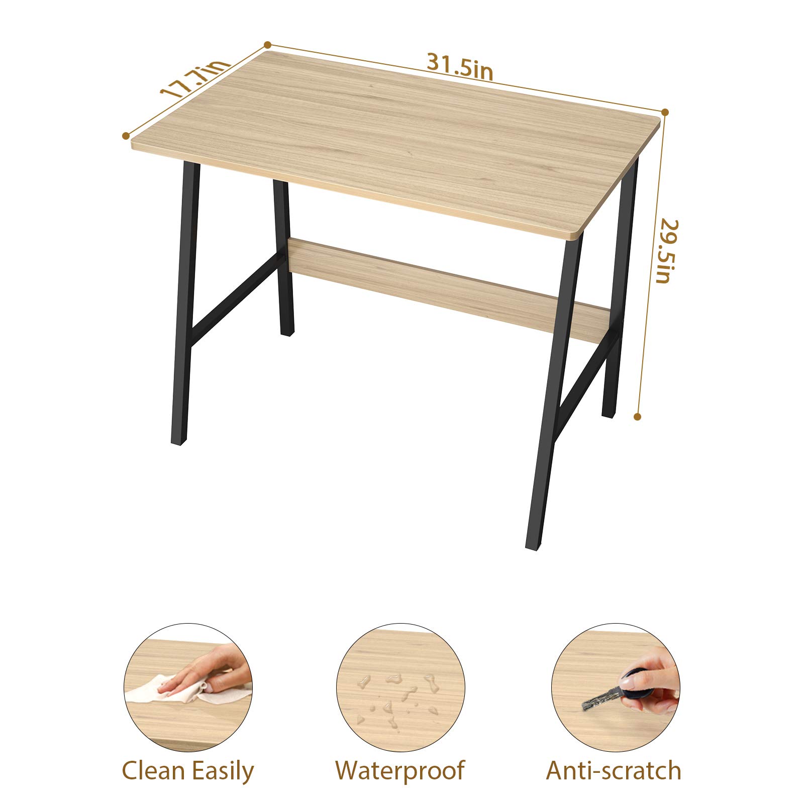 Topfurny Home Office Computer Desk (32'', Natural)