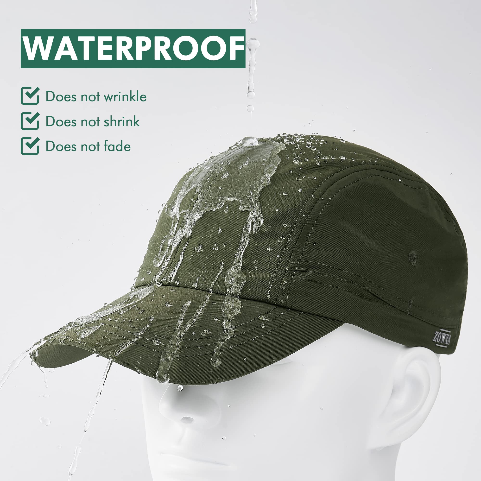 zowya Cool Sun Hat Outdoor Sport Cap Breathable Quick Drying Waterproof Unstructured Running Climbing for Men Women Black, Light Thin Soft Night Reflection