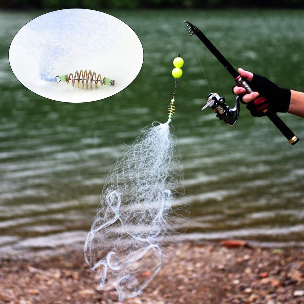Yeuipea Fishing Net, Durable Plastic Fishing Net Spring Connector with Luminous Beads Fishing Tackle Accessory(10 mesh)