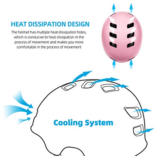 Skateboard Bike Helmet with Two Removable Liners Adjustable Ventilation for Multi-Sport Scooter Roller Skate Inline Skating,3 Sizes for Kids,Youth,Adult