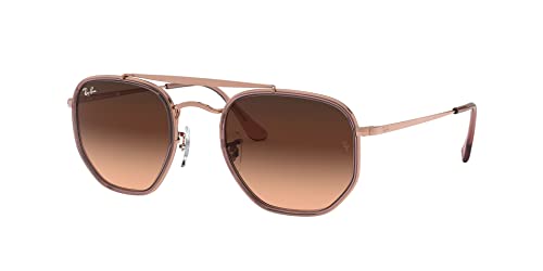 Ray-Ban RB3648M The Marshal II Hexagonal Sunglasses, Copper/Pink Gradient Brown, 52 mm