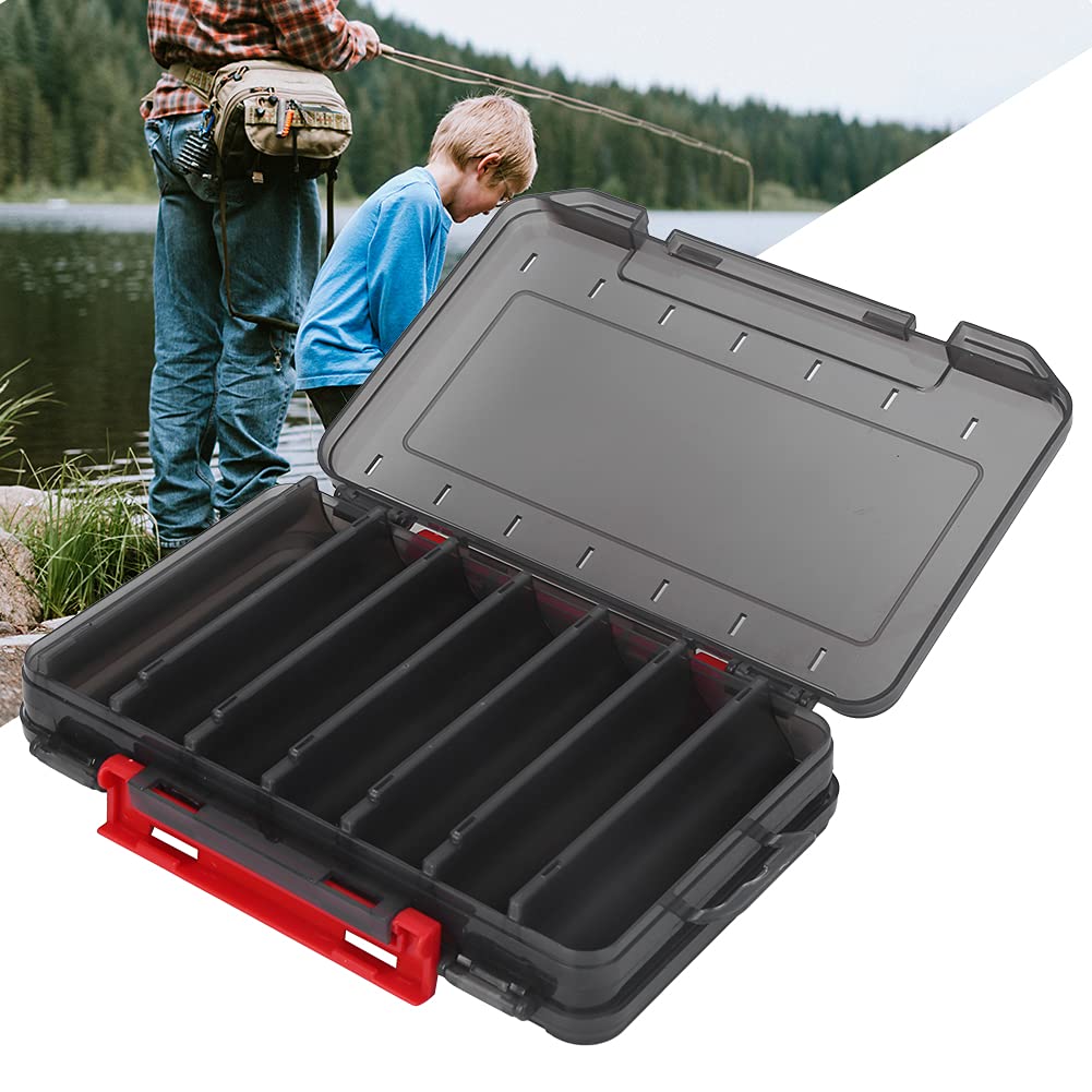 Yeuipea Fishing Tool Storage Box, Multifunction PVC Double Layer Lure Tool Storage Box Fishing Bait Accessory Gray(A)