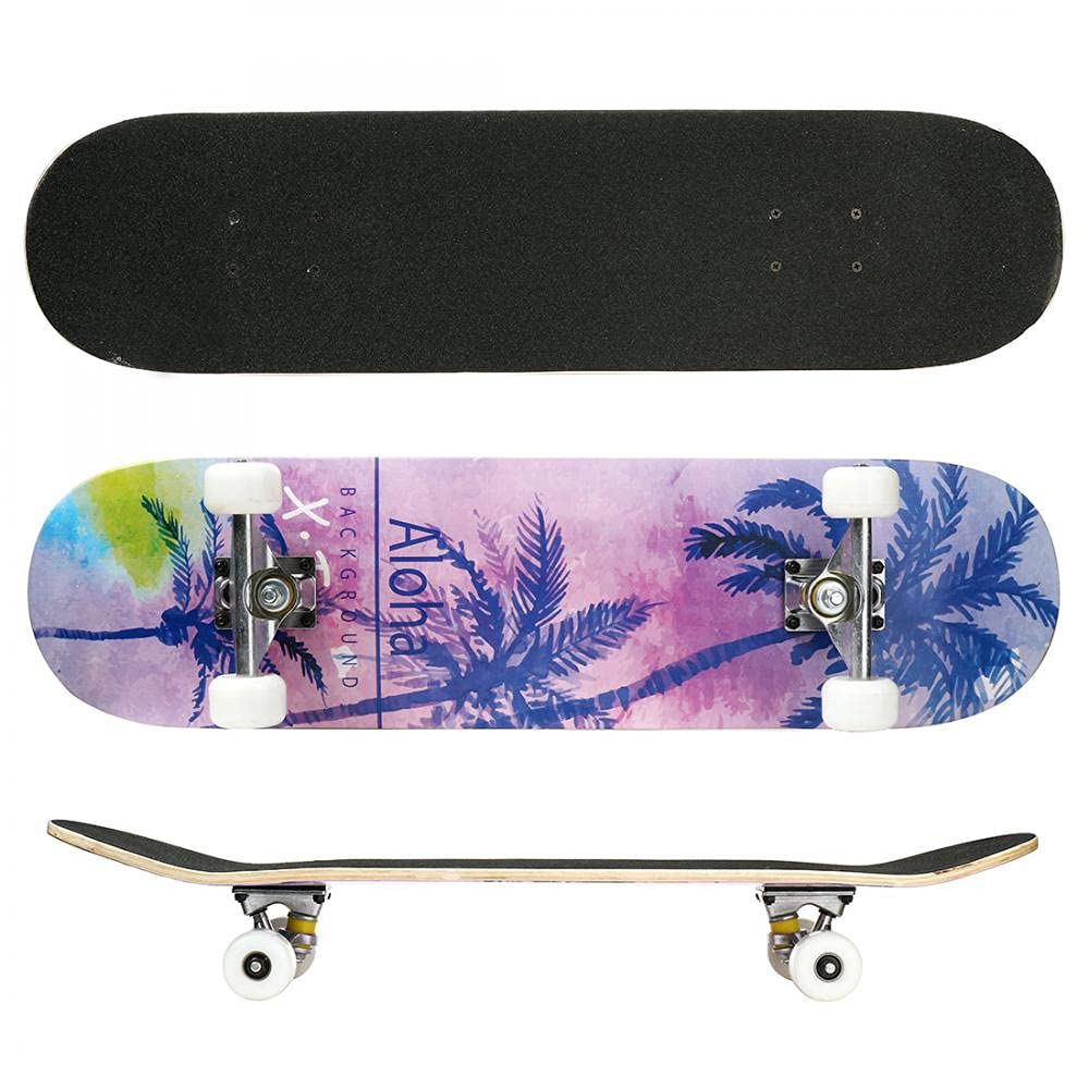 Wilver Complete Skateboards for Beginners Pro 31 inches Complete Skateboards for Teens Beginners Girls Boys Kids Adults, Maple Wood Skateboard (Color B)