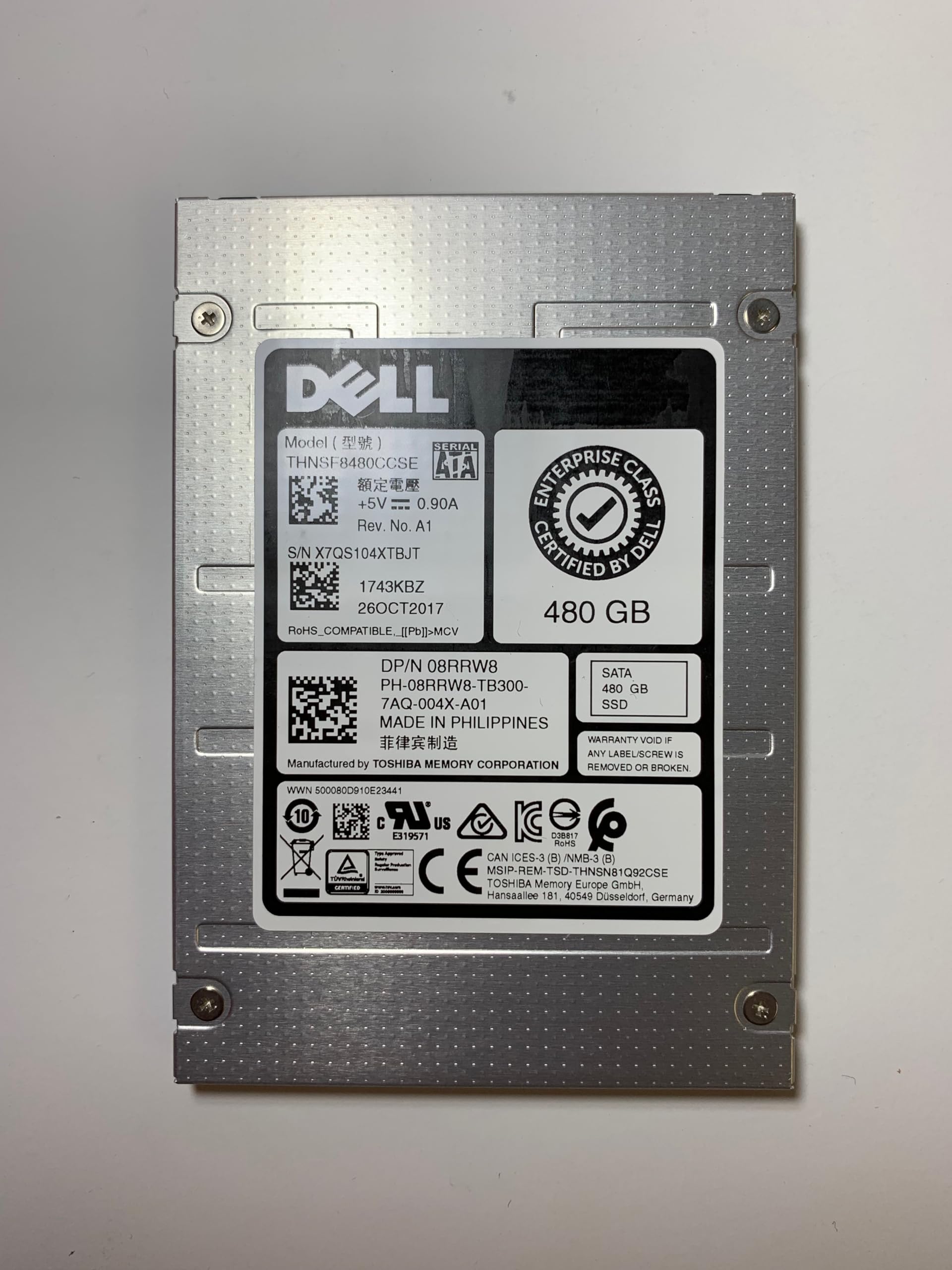 Toshiba 480GB SSD 2.5" 6Gb/s SATA Solid State Drive Model: THNSF8480CCSE DP/N: 8RRW8