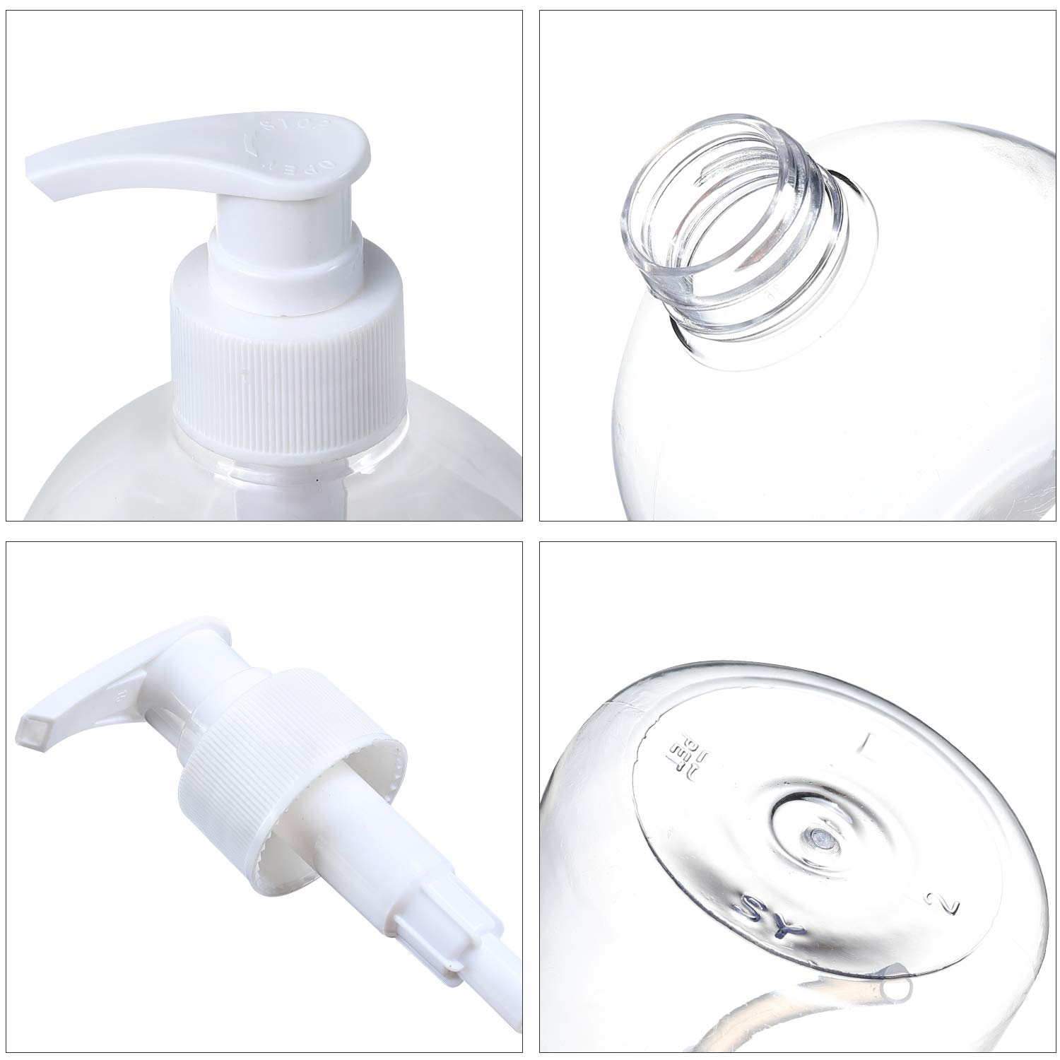 Yephets 16oz Empty Pump Bottles for Hand Sanitizer,8 Pack Plastic Clear Vacuum Press Refillable Empty Bottles BPA-Free Shampoo Containers for Soap, Cream, Lotion, Hand Sanitizer, Cleaning Solutions