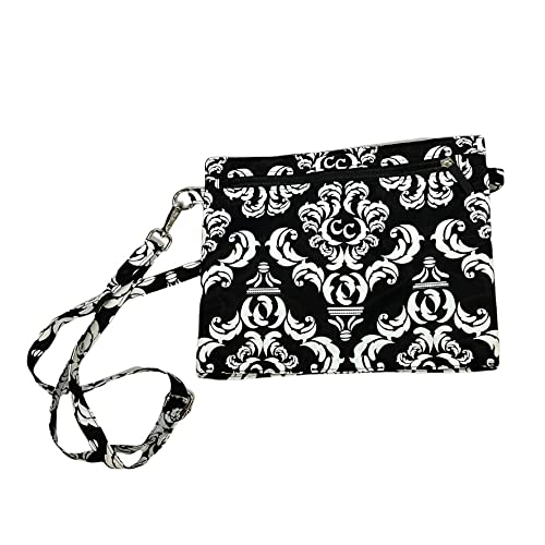 RoomForLife - Trendy Crossbody Quad Zipper Bag - Color : Damask Black - Handbag - Purse - Compact bag