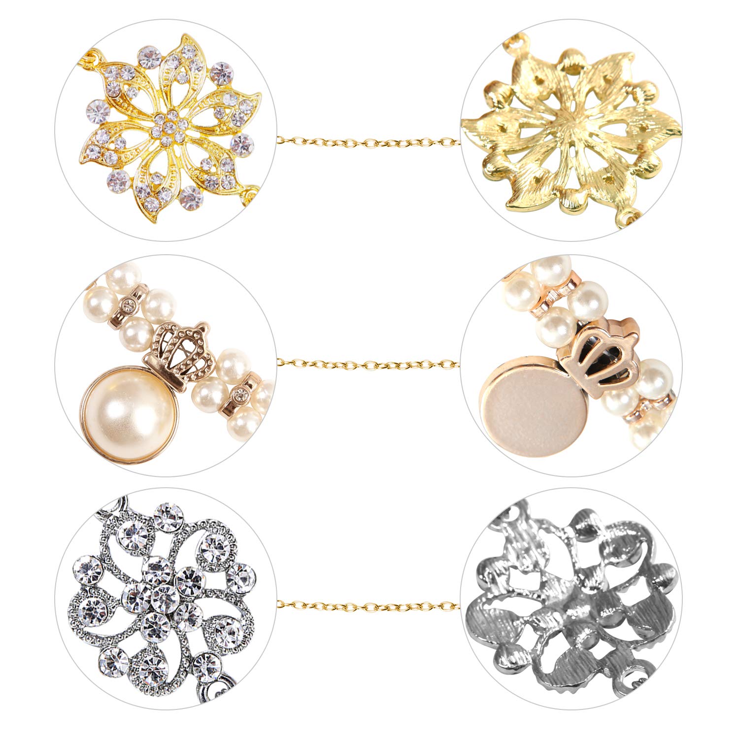 URATOT 8 Pieces Vintage Sweater Shawl Clips Cardigan Clips for Female, 8 Styles