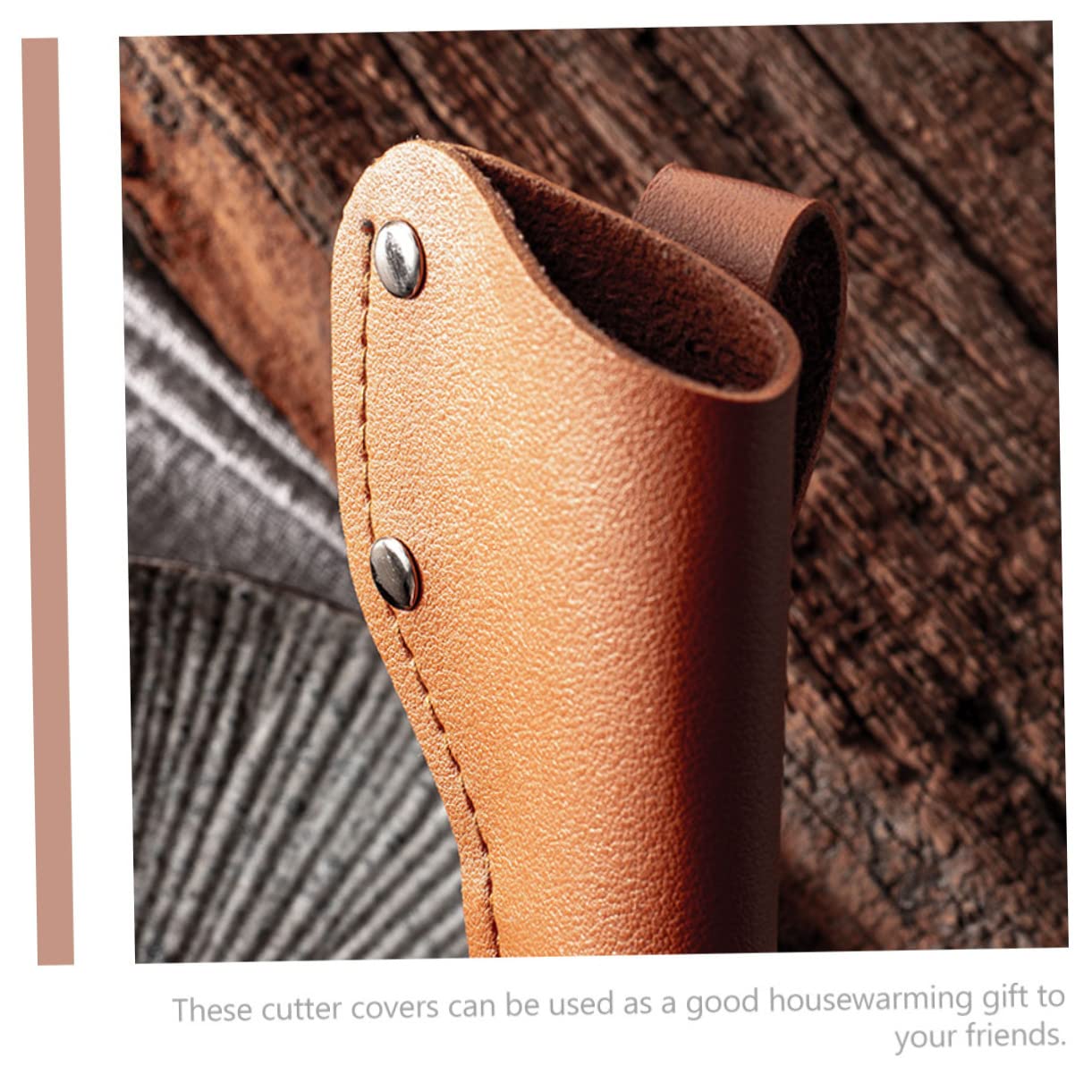 Zerodeko Glamping Accessories 4 Pcs Leather Sashimi Case Butcher Sleeve Chef Guard Blade Shield Shop Knives Long Guards Leather Sheath Cutter Cover for Restaurant Luxury Tool Pruner