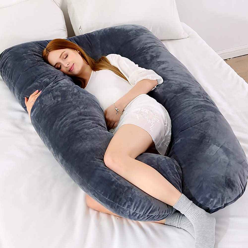 Toplimit Pregnancy Pillow, U Shaped 55" Body Pillow for Pregnant Women Maternity Pillow,Full Body Pregnancy Pillow (Dark Gary)