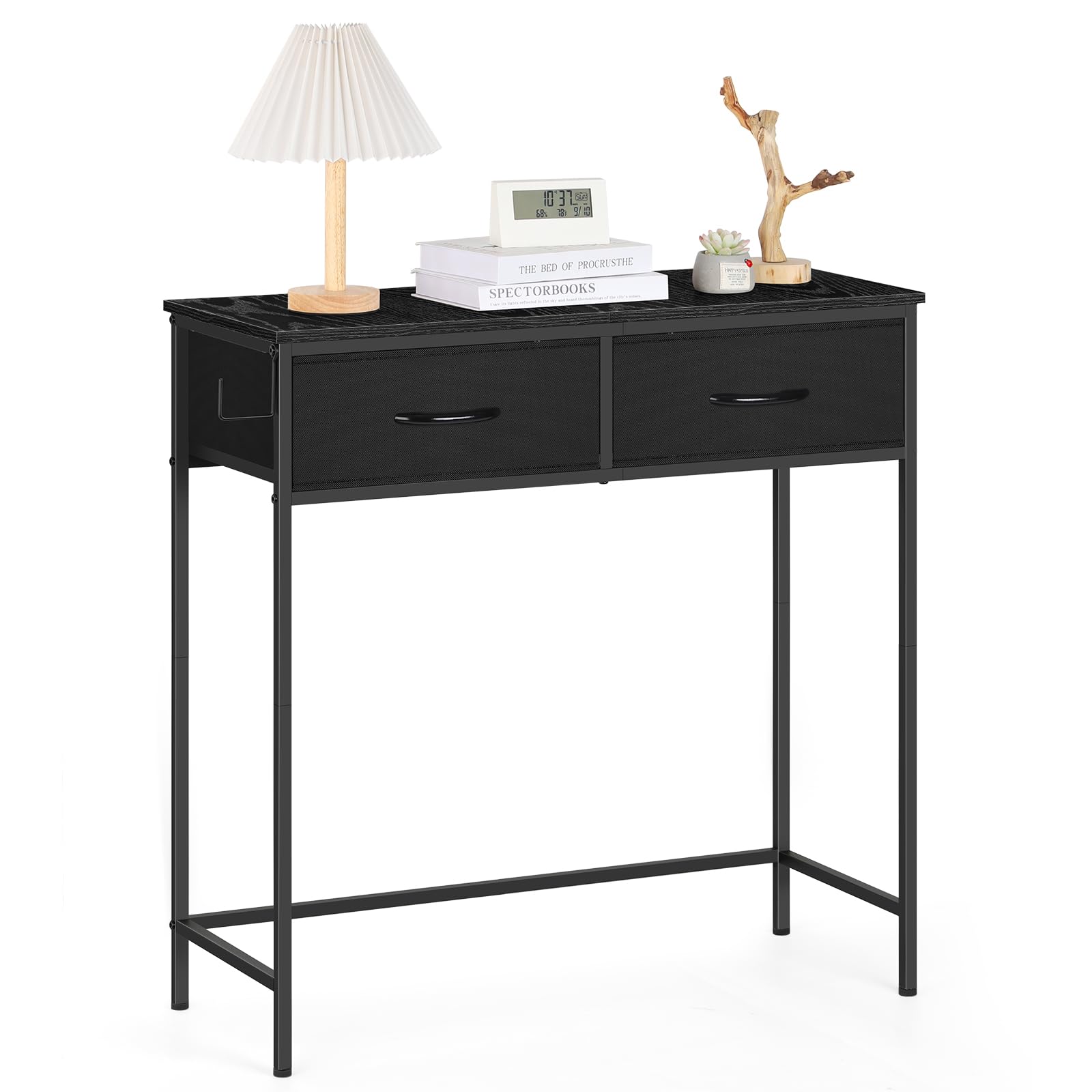 Small Entryway Table with 2 Drawers, Console Table with Storage, Rustic 31.5" Narrow Sofa Table Entrance Table for Hallway, Living Room, Foyer, Behind Couch Table with Storage and Fabric Drawers