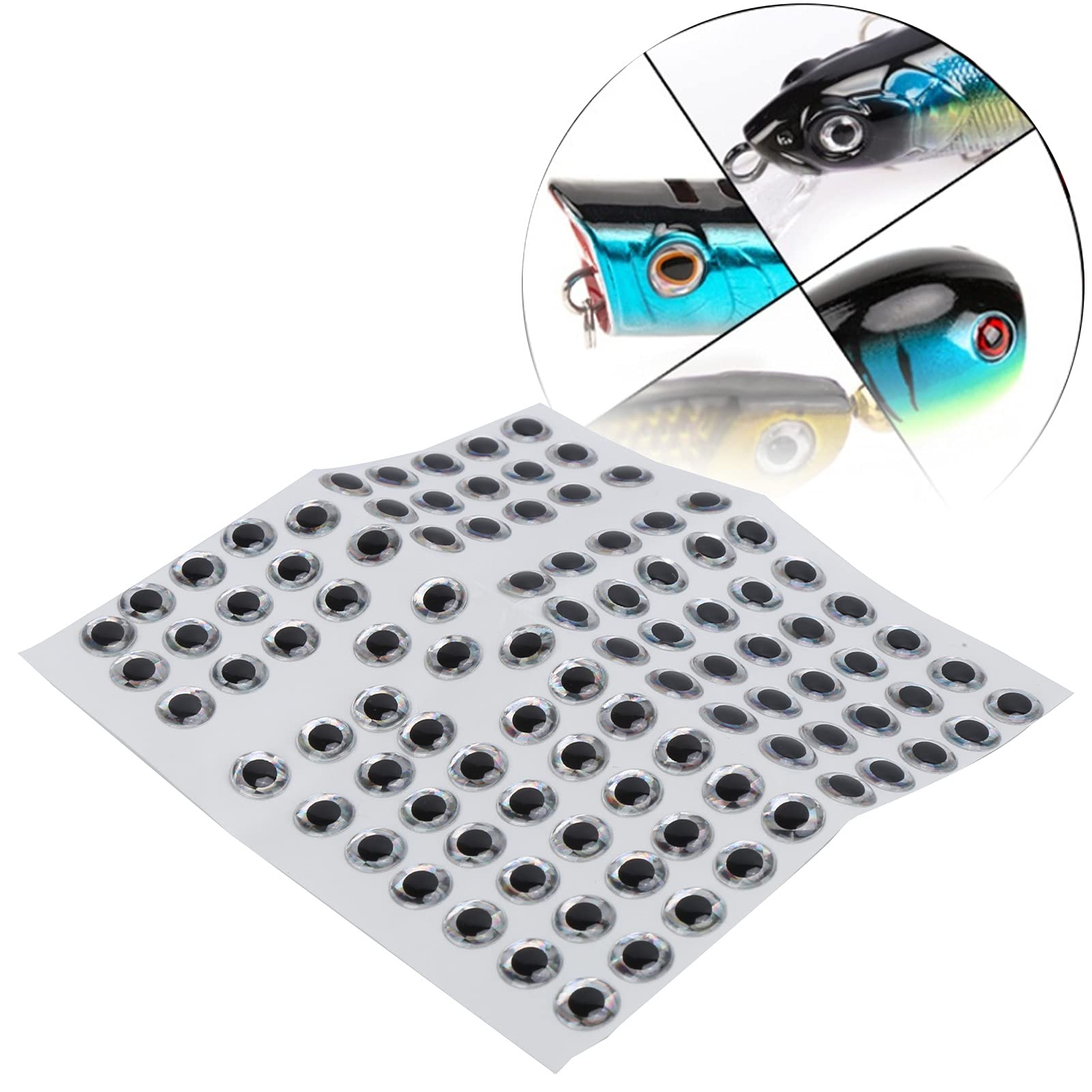 Yeuipea Fishing Lure Eyes,100Pcs Fish Eyes Stickers Artificial Simulation Fake Fishing Eyes Accessories for DIY Lures Making