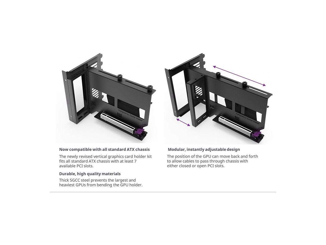 Toptekits Cooler Master Universal Vertical Graphics Card Holder KIT VER.2 with 165mm/6.5in Riser Cable, for Full Tower/Standard ATX Chassis with at Least 7 Available PCI Slots